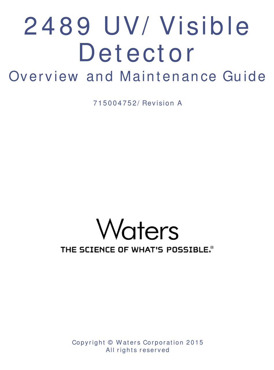 WATERS 2489 OVERVIEW AND MAINTENANCE MANUAL Pdf Download | ManualsLib