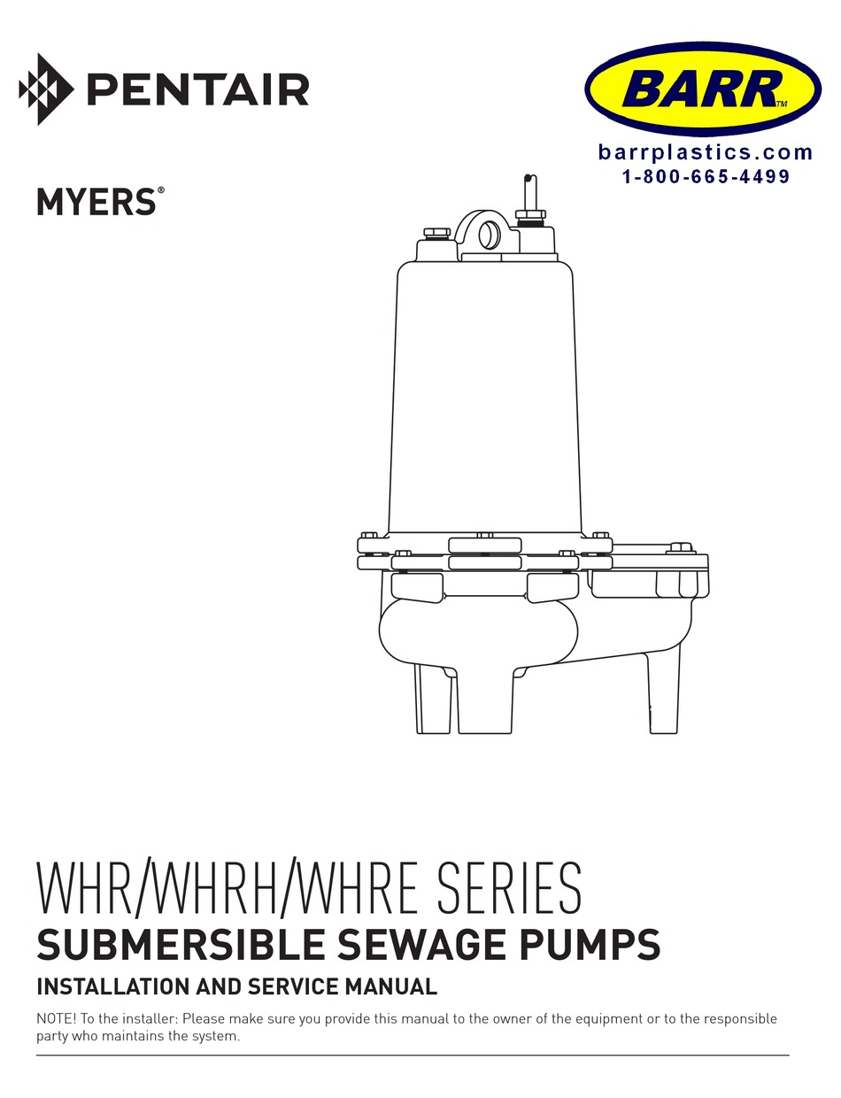 Pentair Myers Whr Series Installation And Service Manual Pdf Download