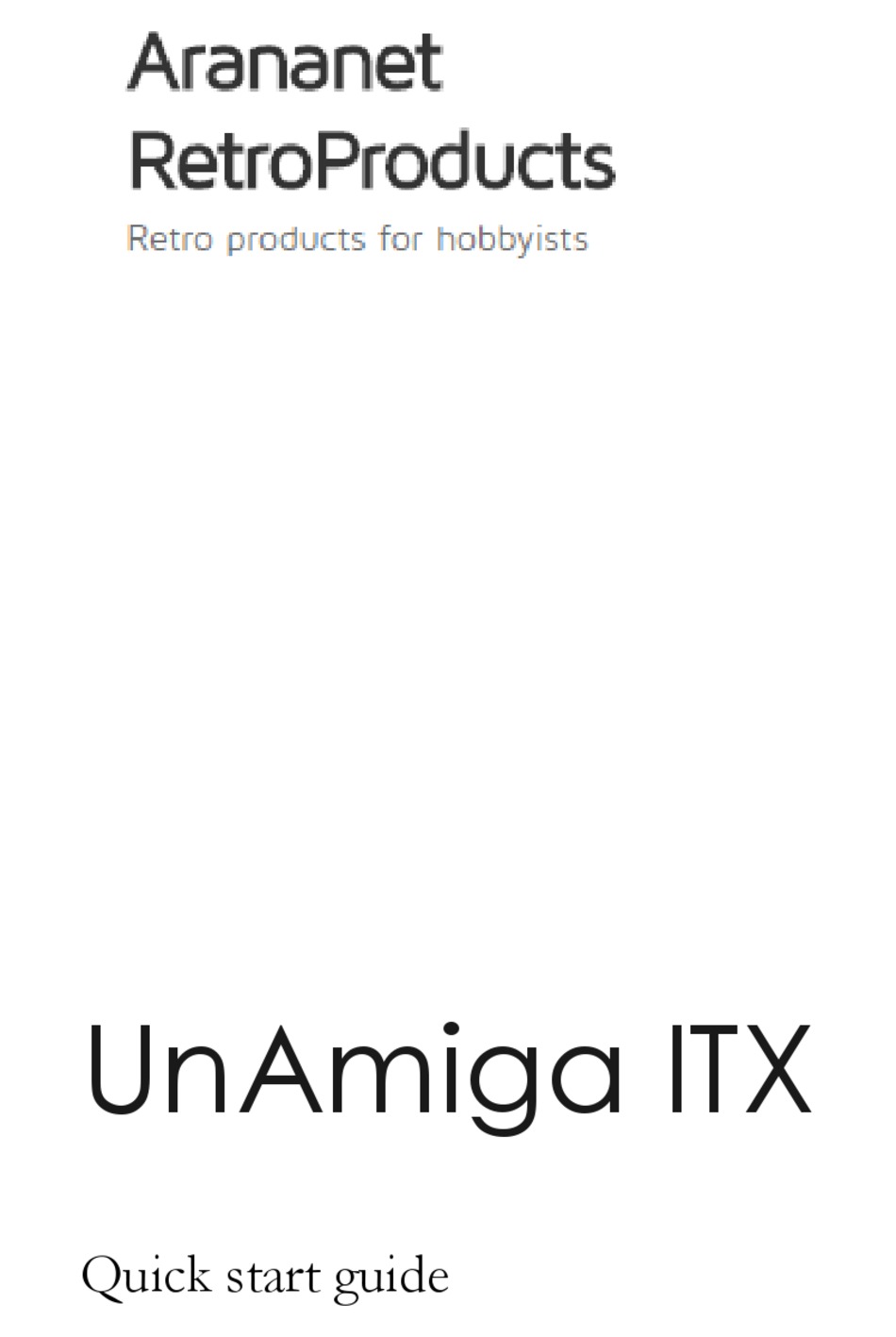 ARANET UNAMIGA ITX QUICK START MANUAL Pdf Download | ManualsLib