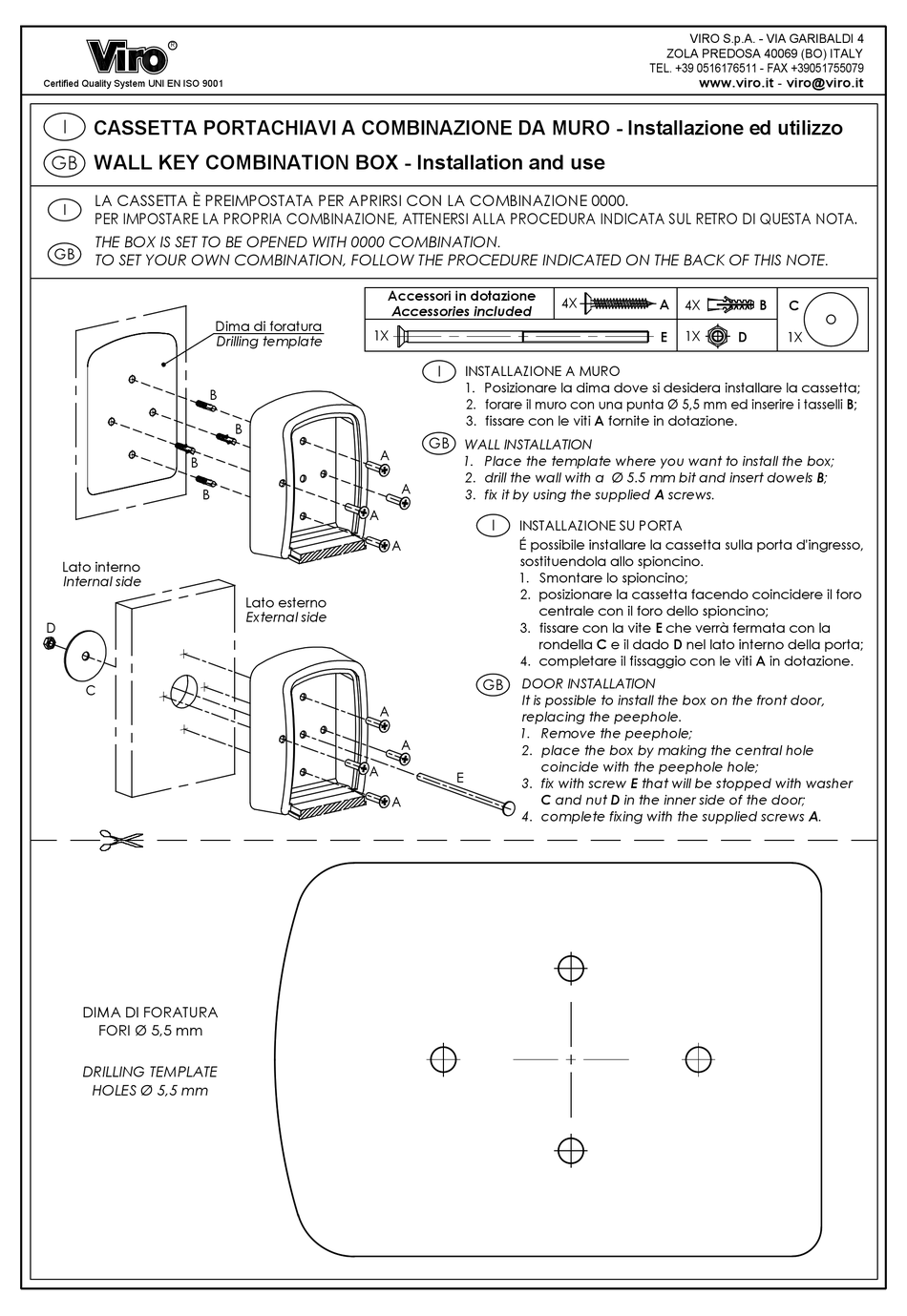 VIRO WALL KEY COMBINATION BOX INSTALLATION AND USE MANUAL Pdf Download ...