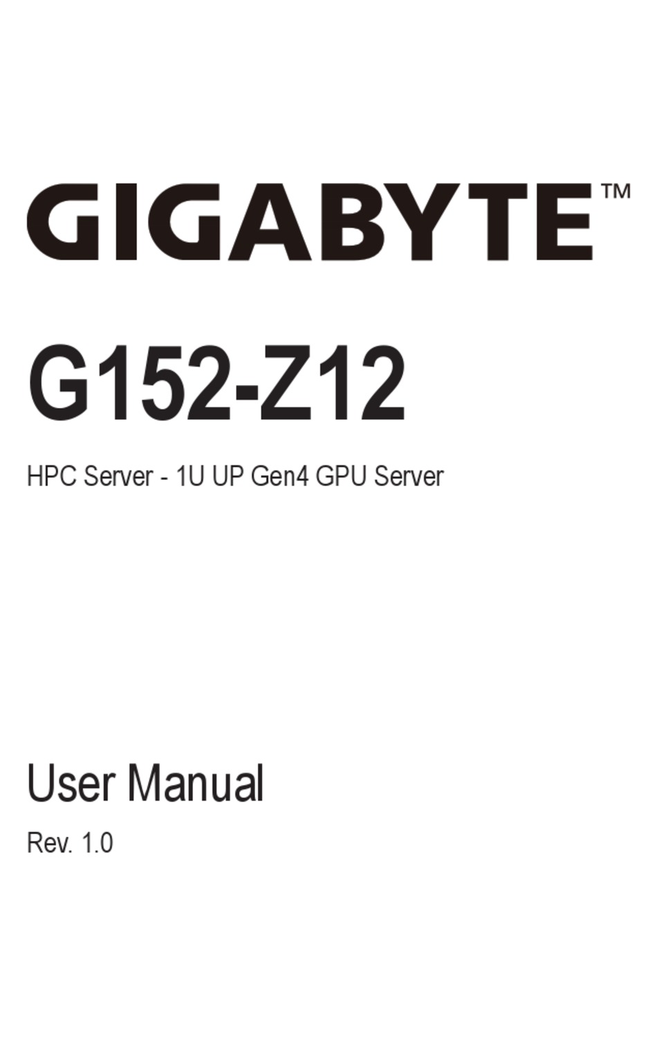 GIGABYTE G152-Z12 USER MANUAL Pdf Download | ManualsLib
