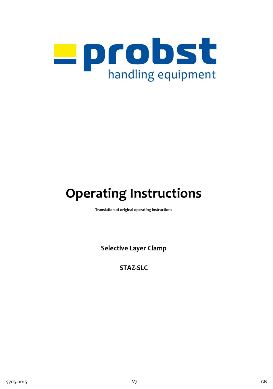 PROBST STAZ-SLC OPERATING INSTRUCTIONS MANUAL Pdf Download | ManualsLib