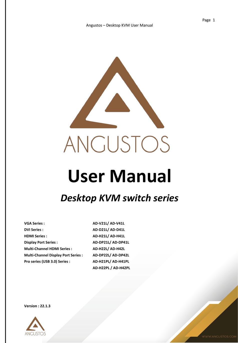 ANGUSTOS AD-V21L USER MANUAL Pdf Download | ManualsLib