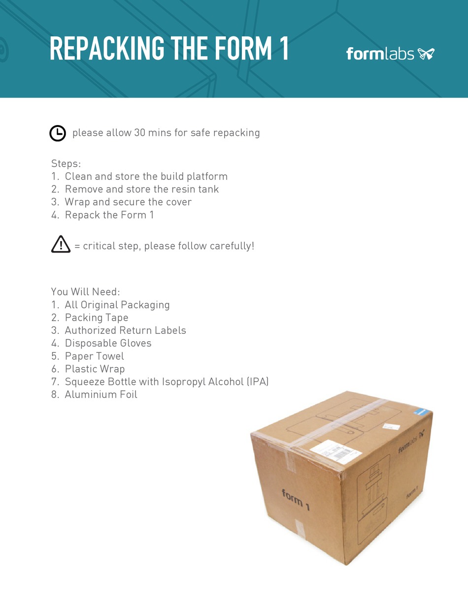 FORMLABS FORM 1 REPACKING MANUAL Pdf Download ManualsLib formlabs-form-1-repacking-manual-pdf-download-manualslib