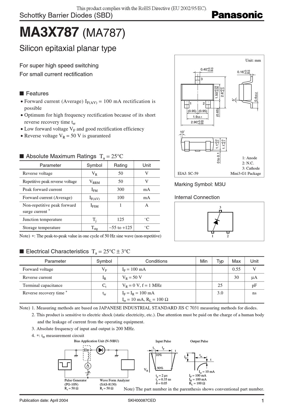 PANASONIC MA3X787 (MA787) SPECIFICATION SHEET Pdf Download | ManualsLib