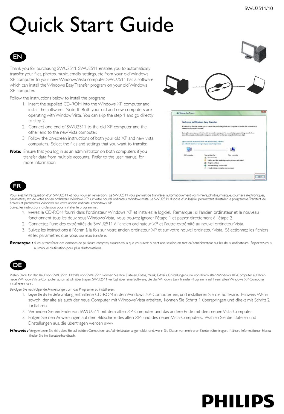 PHILIPS SWU2511/10 QUICK START MANUAL Pdf Download | ManualsLib