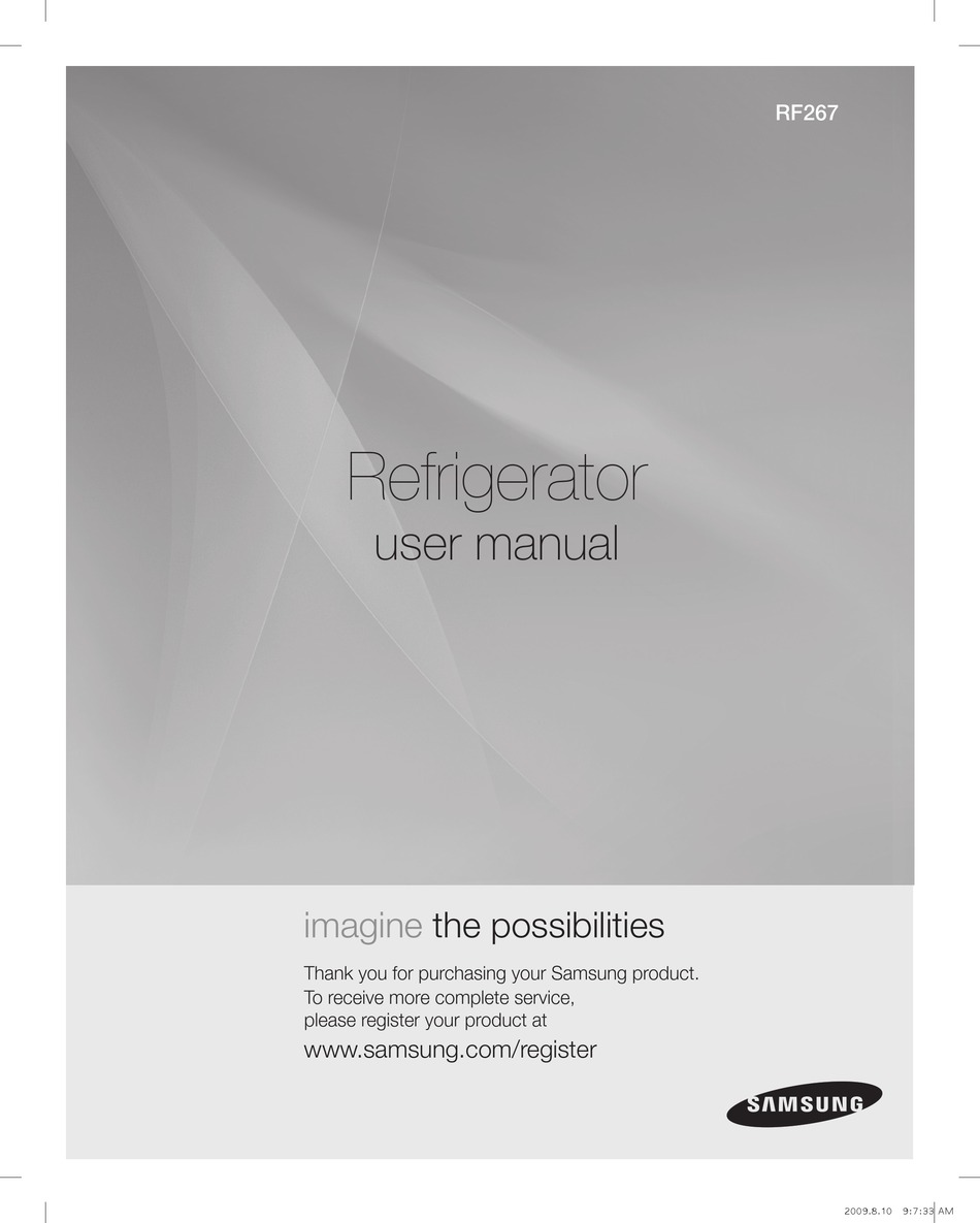 SAMSUNG RF267AEBP REFRIGERATOR USER MANUAL | ManualsLib