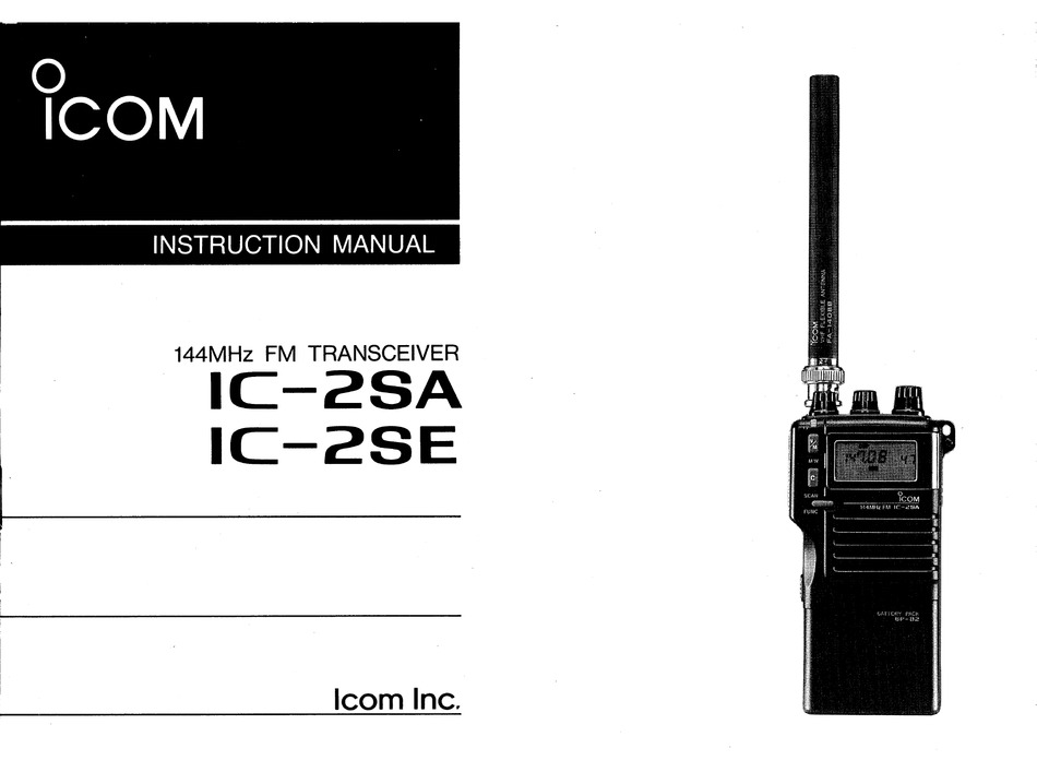 ICOM IC 2SA TWO WAY RADIO INSTRUCTION MANUAL ManualsLib