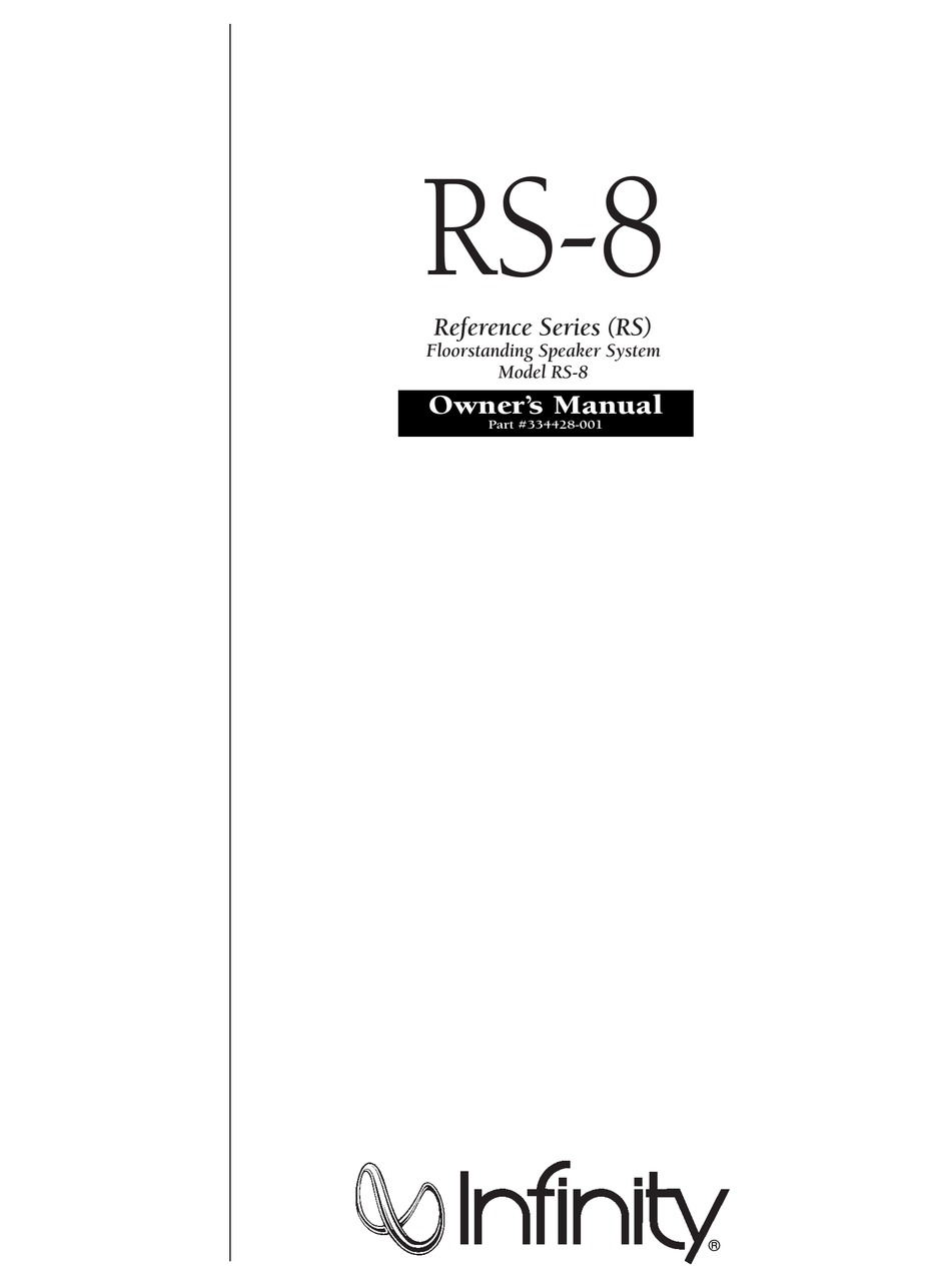 INFINITY REFERENCE RS-8 SPEAKER SYSTEM OWNER'S MANUAL | ManualsLib