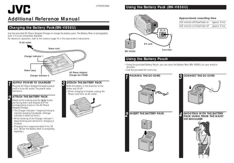 JVC BN-V856U BATTERY PACK REFERENCE MANUAL | ManualsLib
