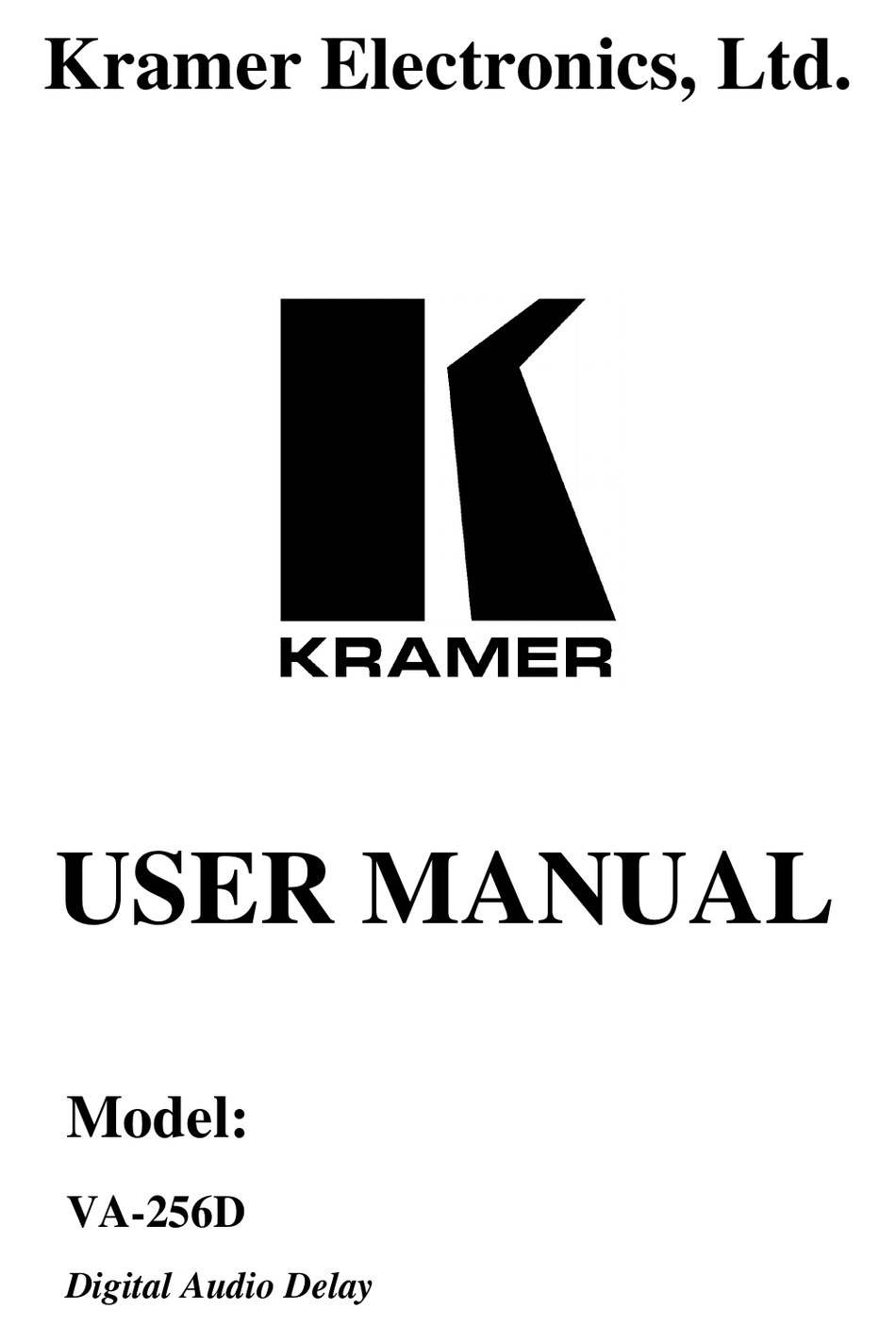 KRAMER VA-256D MEDIA CONVERTER USER MANUAL | ManualsLib