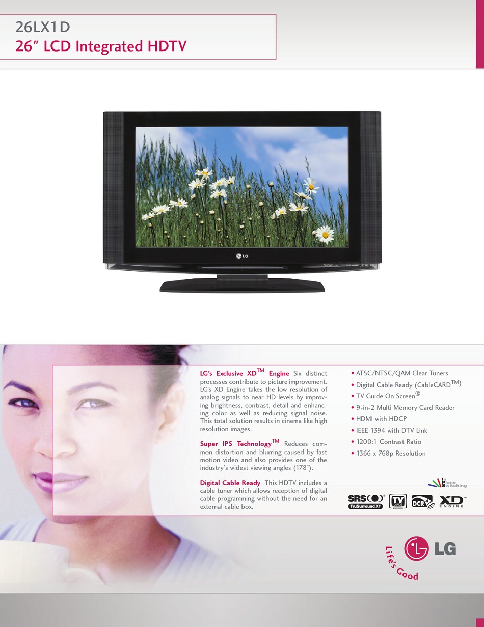 LG 26LX1D LCD TV SPECIFICATIONS | ManualsLib