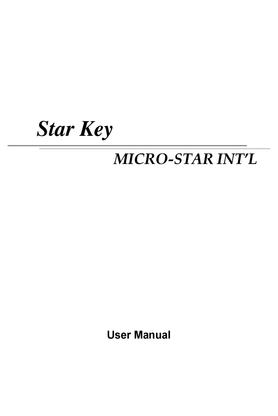 MSI STAR KEY ADAPTER USER MANUAL | ManualsLib