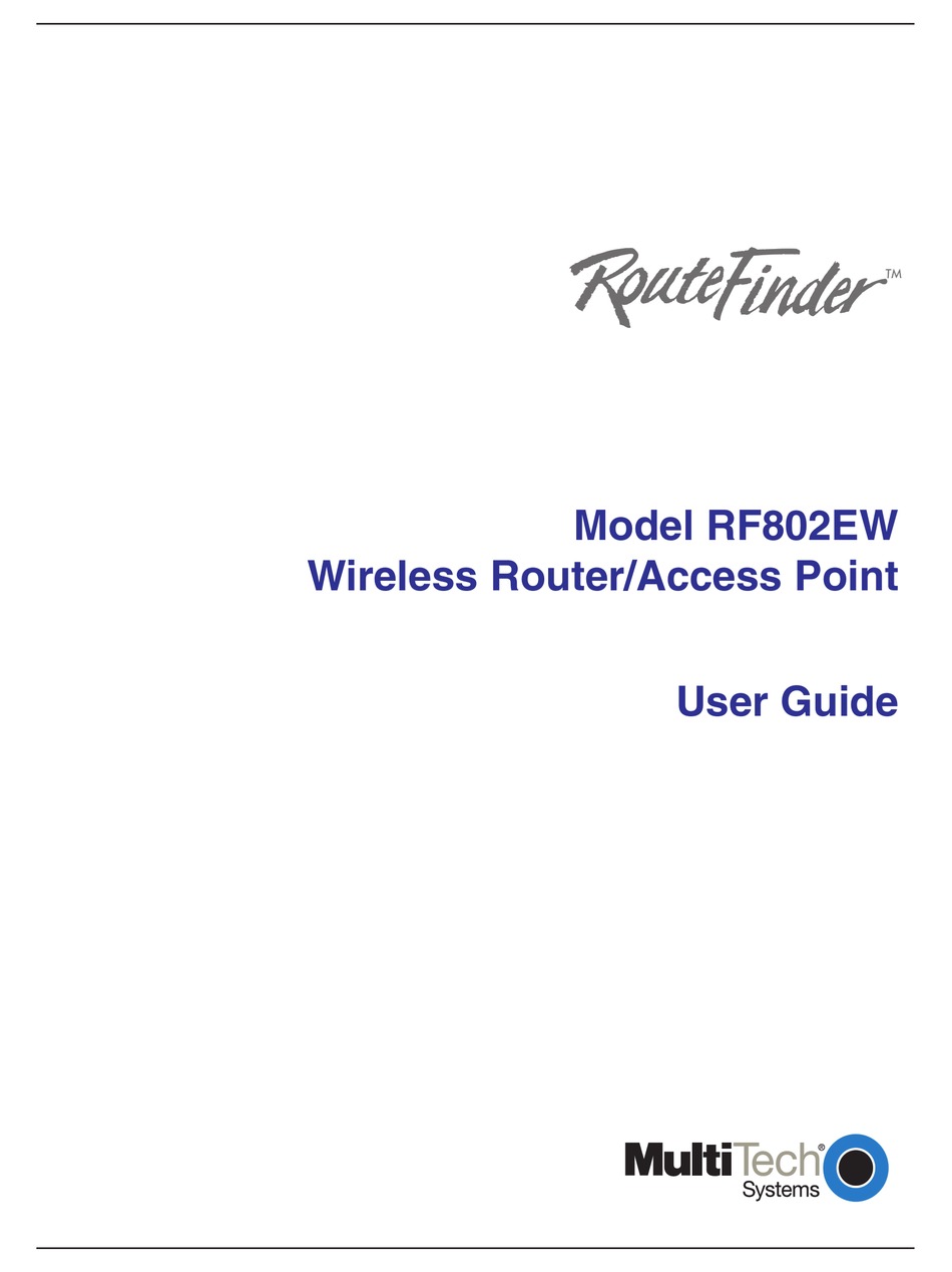 MULTI-TECH ROUTEFINDER RF802EW WIRELESS ROUTER USER MANUAL | ManualsLib