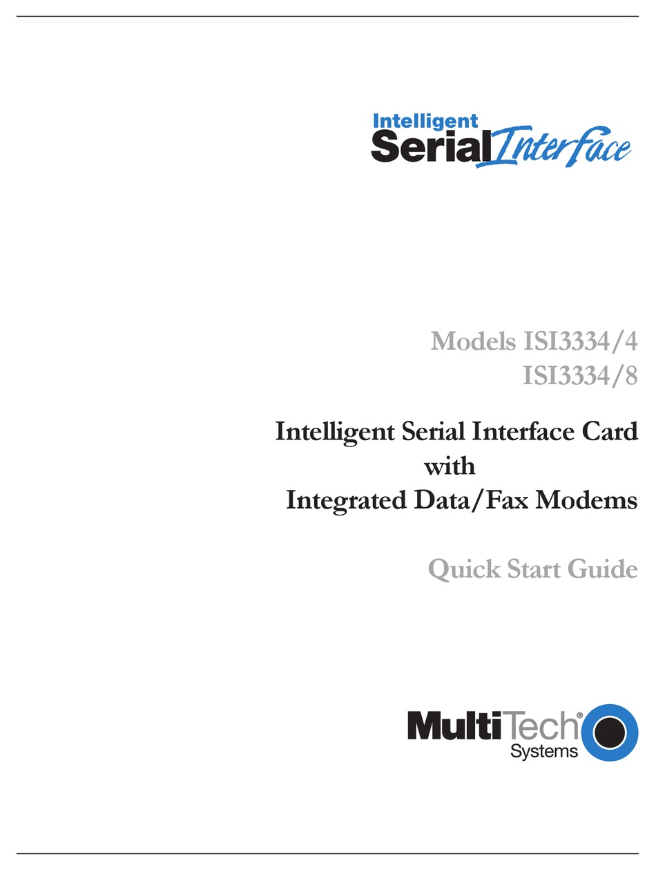 MULTITECH ISI3334/4 MODEM QUICK START MANUAL | ManualsLib