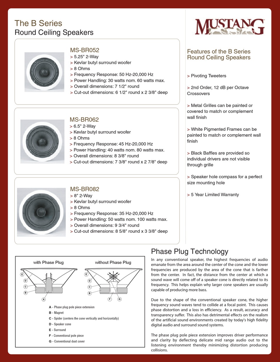 MUSTANG MS-BRO52 SPEAKER SPECIFICATIONS | ManualsLib