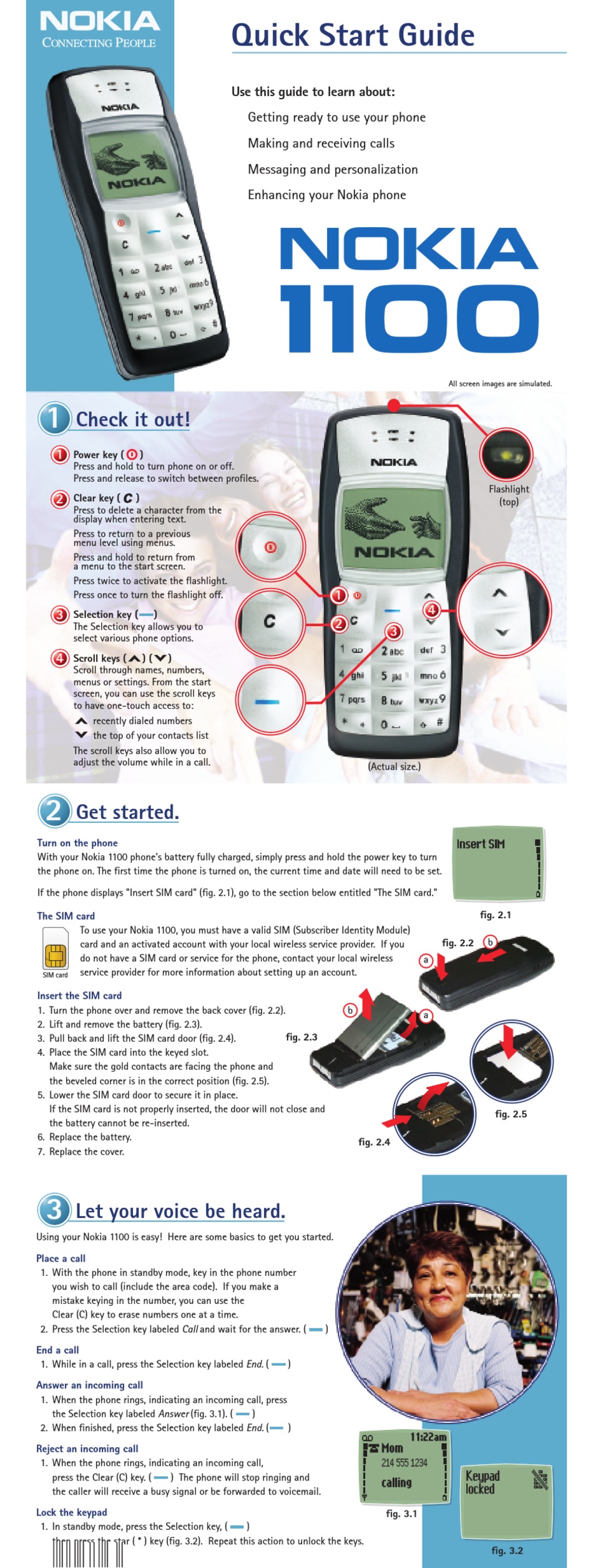 NOKIA 1100 CELL PHONE QUICK START MANUAL ManualsLib