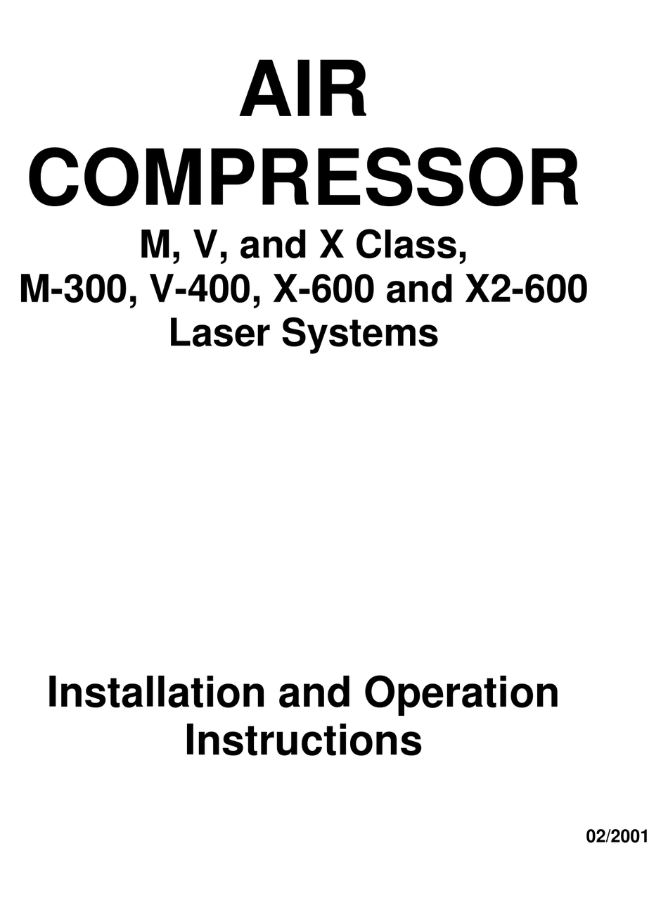 UNIVERSAL LASER SYSTEMS M SERIES INSTALLATION & OPERATION INSTRUCTIONS ...