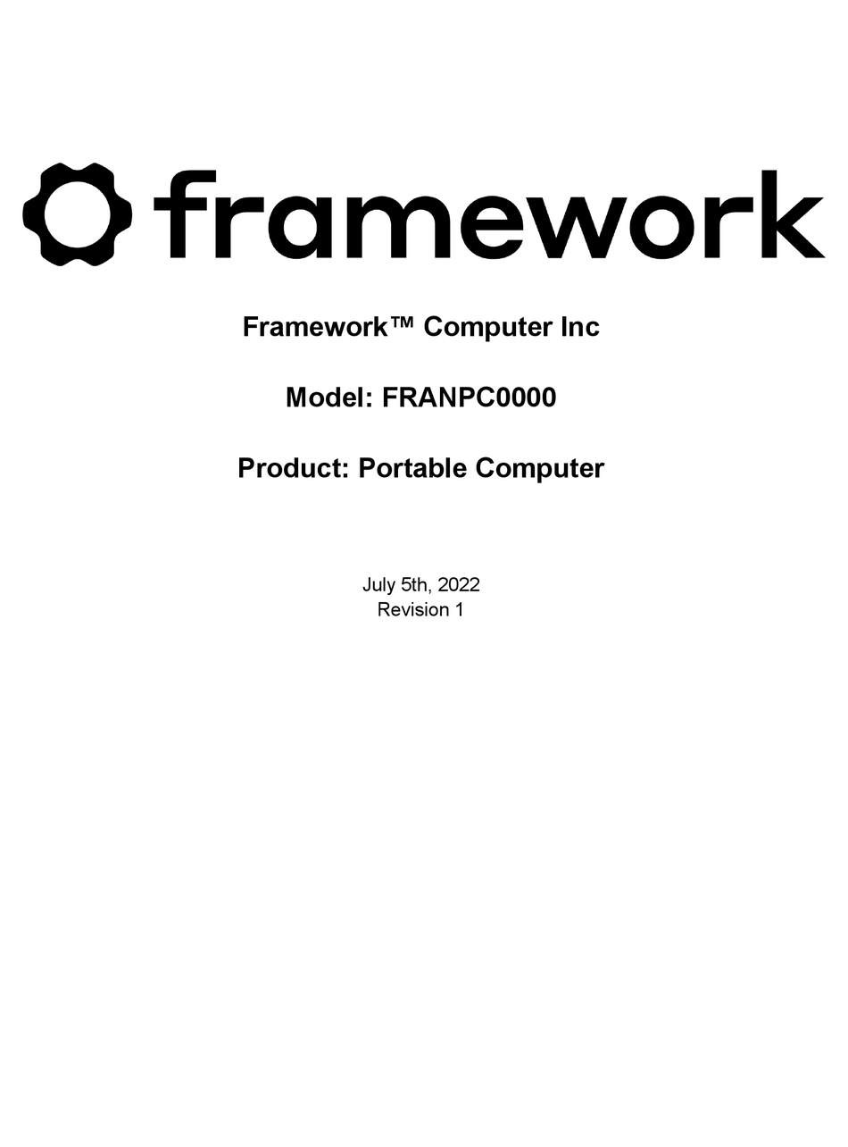 FRAMEWORK FRANPC0000 MANUAL Pdf Download | ManualsLib
