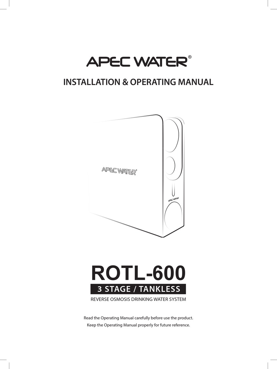 APEC WATER ROTL-600 INSTALLATION & OPERATING MANUAL Pdf Download ...