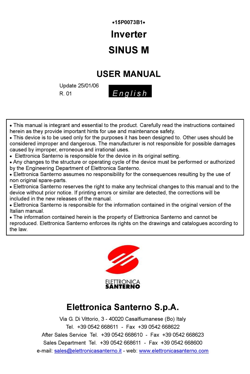SANTERNO SINUS M USER MANUAL Pdf Download | ManualsLib