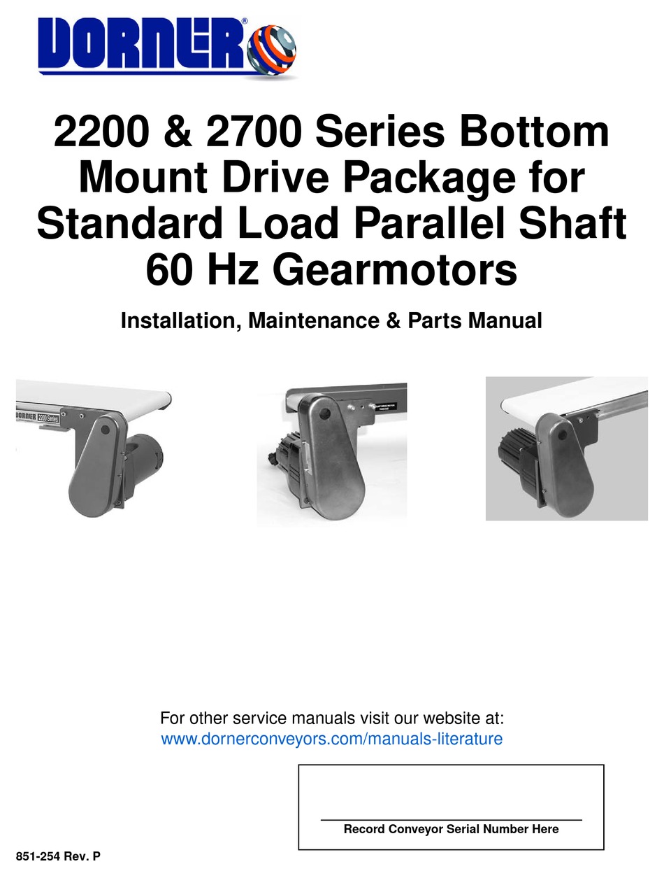 DORNER 2200 SERIES INSTALLATION, MAINTENANCE & PARTS MANUAL Pdf ...