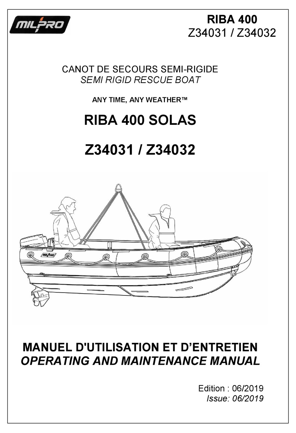 MILPRO RIBA 400 SOLAS OPERATING AND MAINTENANCE MANUAL Pdf Download ...