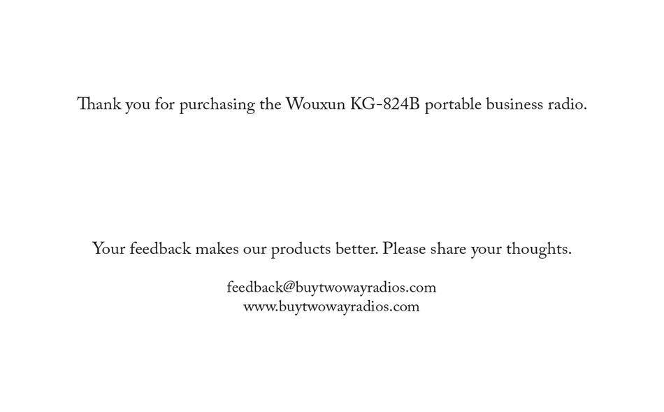 WOUXUN KG-824B MANUAL Pdf Download | ManualsLib