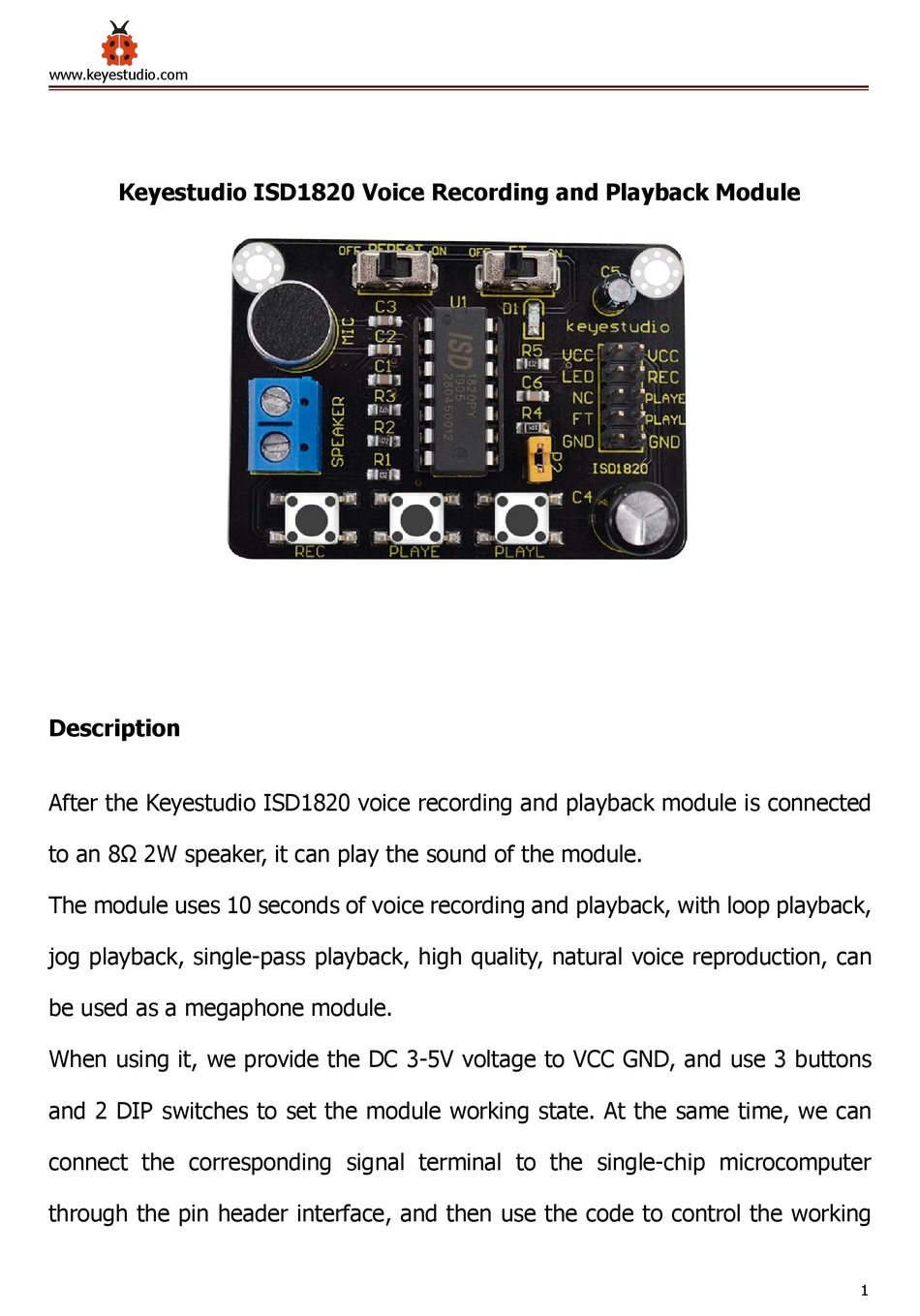 KEYESTUDIO ISD1820 QUICK START MANUAL Pdf Download | ManualsLib