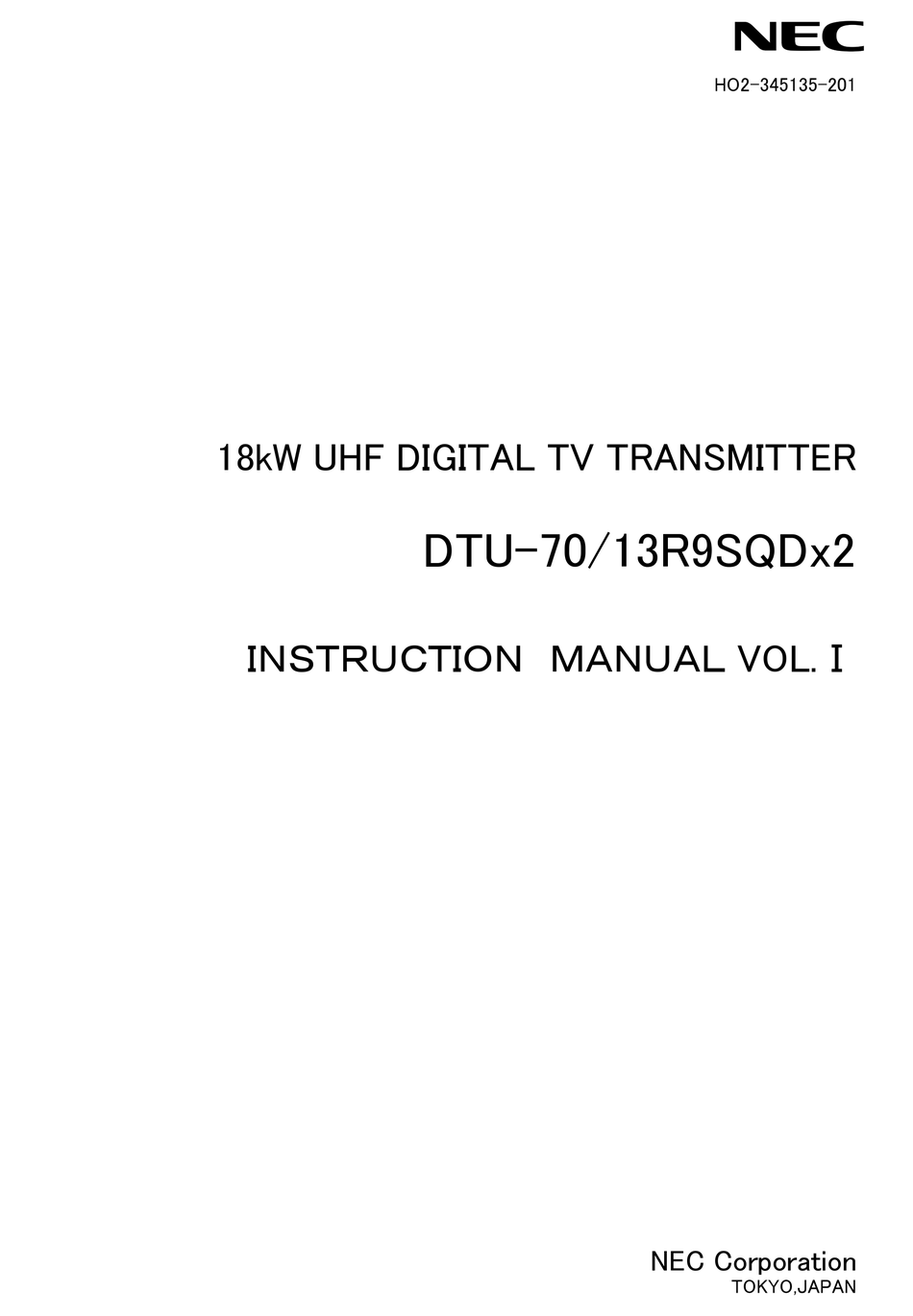 NEC DTU-70 INSTRUCTION MANUAL Pdf Download | ManualsLib