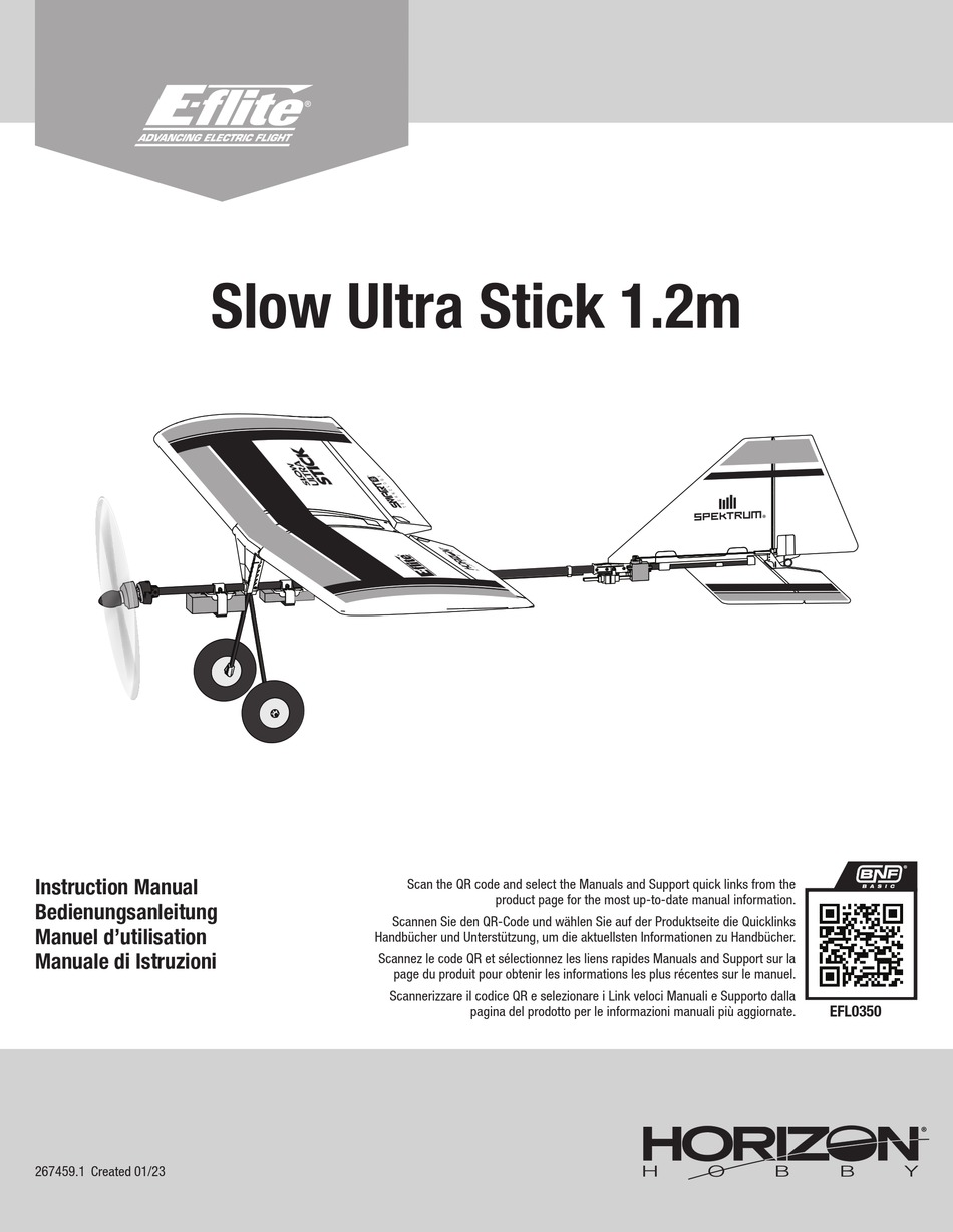 HORIZON HOBBY E-FLITE SLOW ULTRA STICK 1.2M INSTRUCTION MANUAL Pdf ...