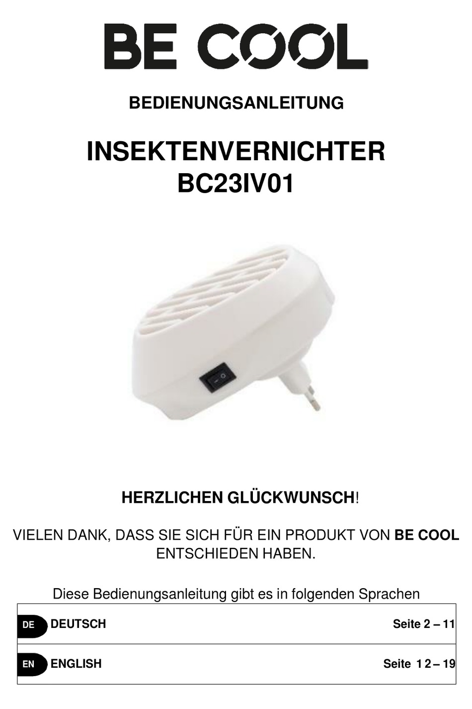 BE COOL BC23IV01 MANUAL Pdf Download | ManualsLib