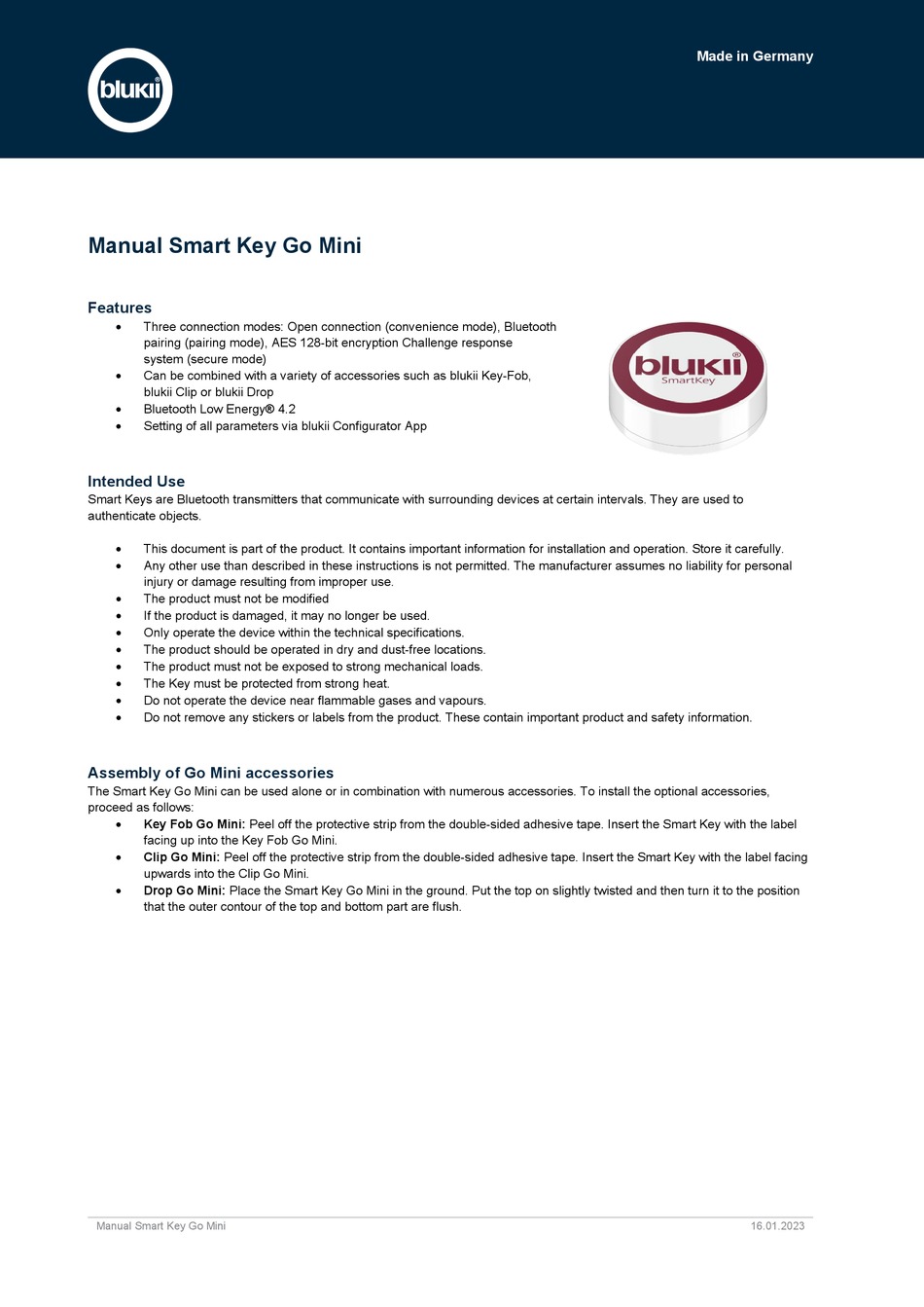 BLUKII SMART KEY GO MINI MANUAL Pdf Download | ManualsLib