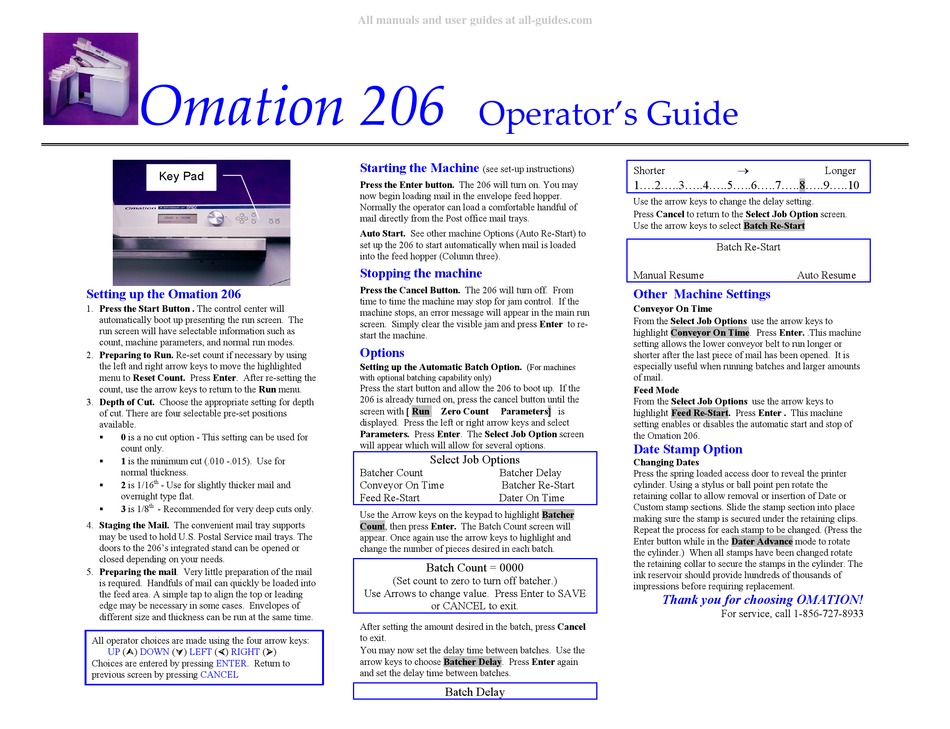 OPEX OMATION 206 OPERATOR'S MANUAL Pdf Download | ManualsLib