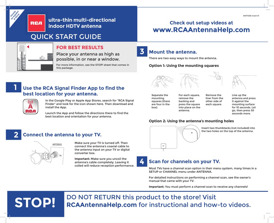 RCA ANT1120E QUICK START MANUAL Pdf Download | ManualsLib