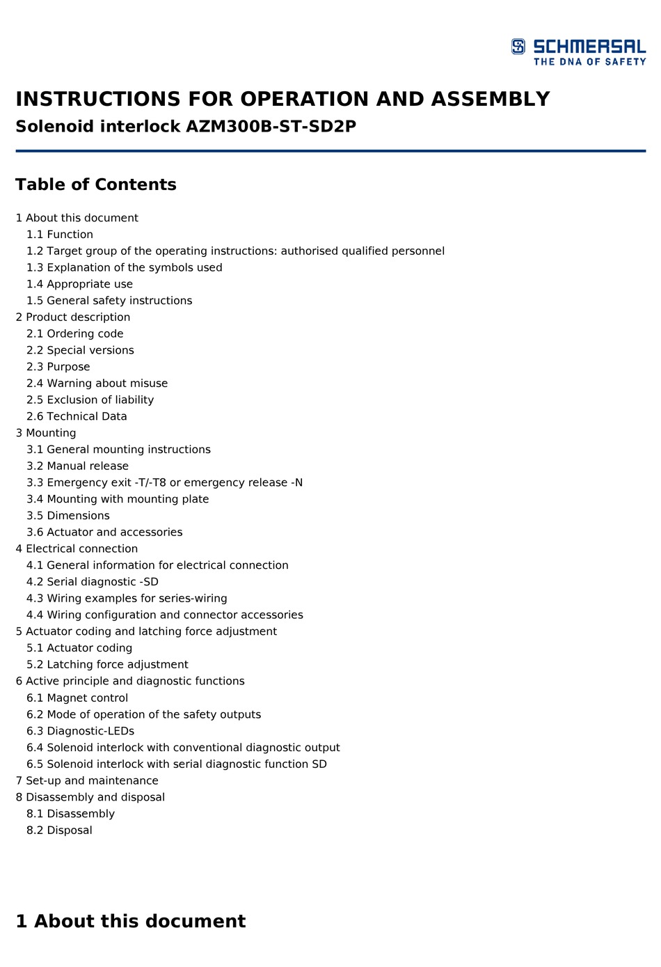 SCHMERSAL AZM300B-ST-SD2P INSTRUCTIONS FOR OPERATION MANUAL Pdf ...