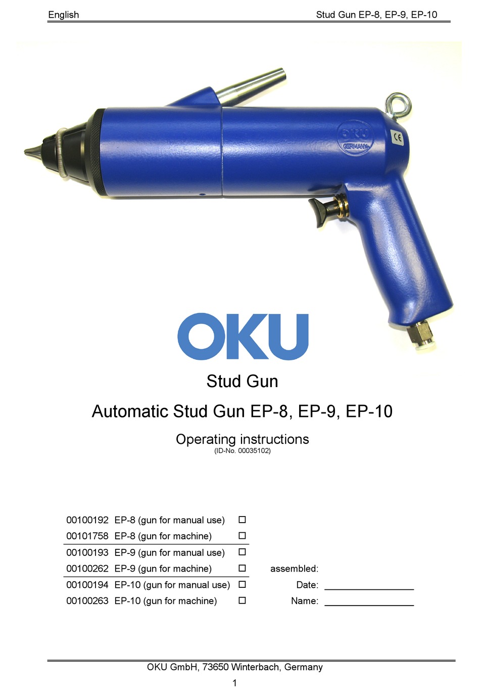 OKU EP-8 OPERATING INSTRUCTIONS MANUAL Pdf Download | ManualsLib