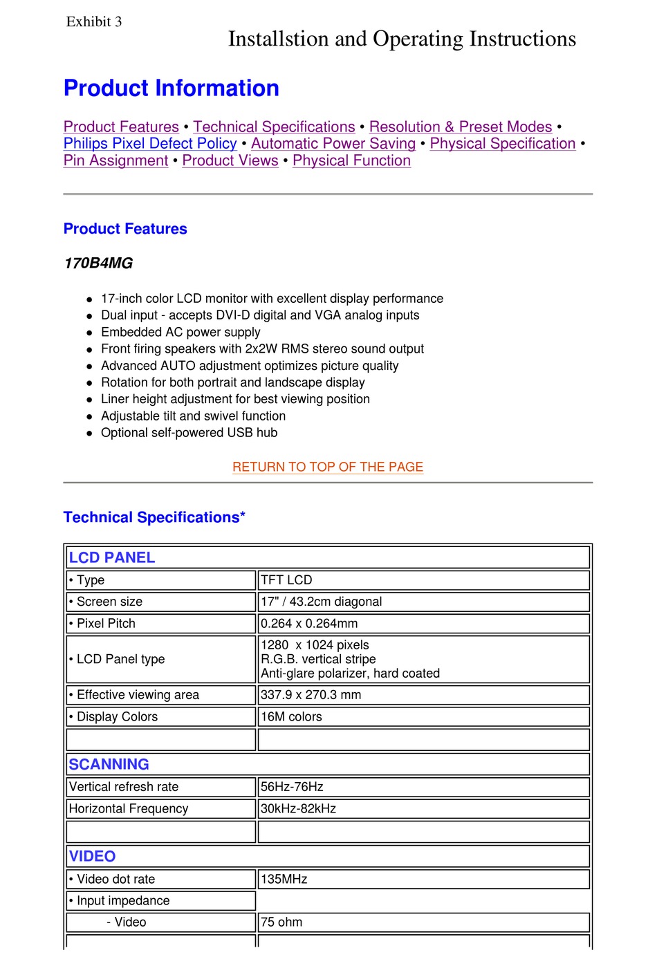 PHILIPS 170B4MG INSTALLATION AND OPERATING INSTRUCTIONS MANUAL Pdf ...