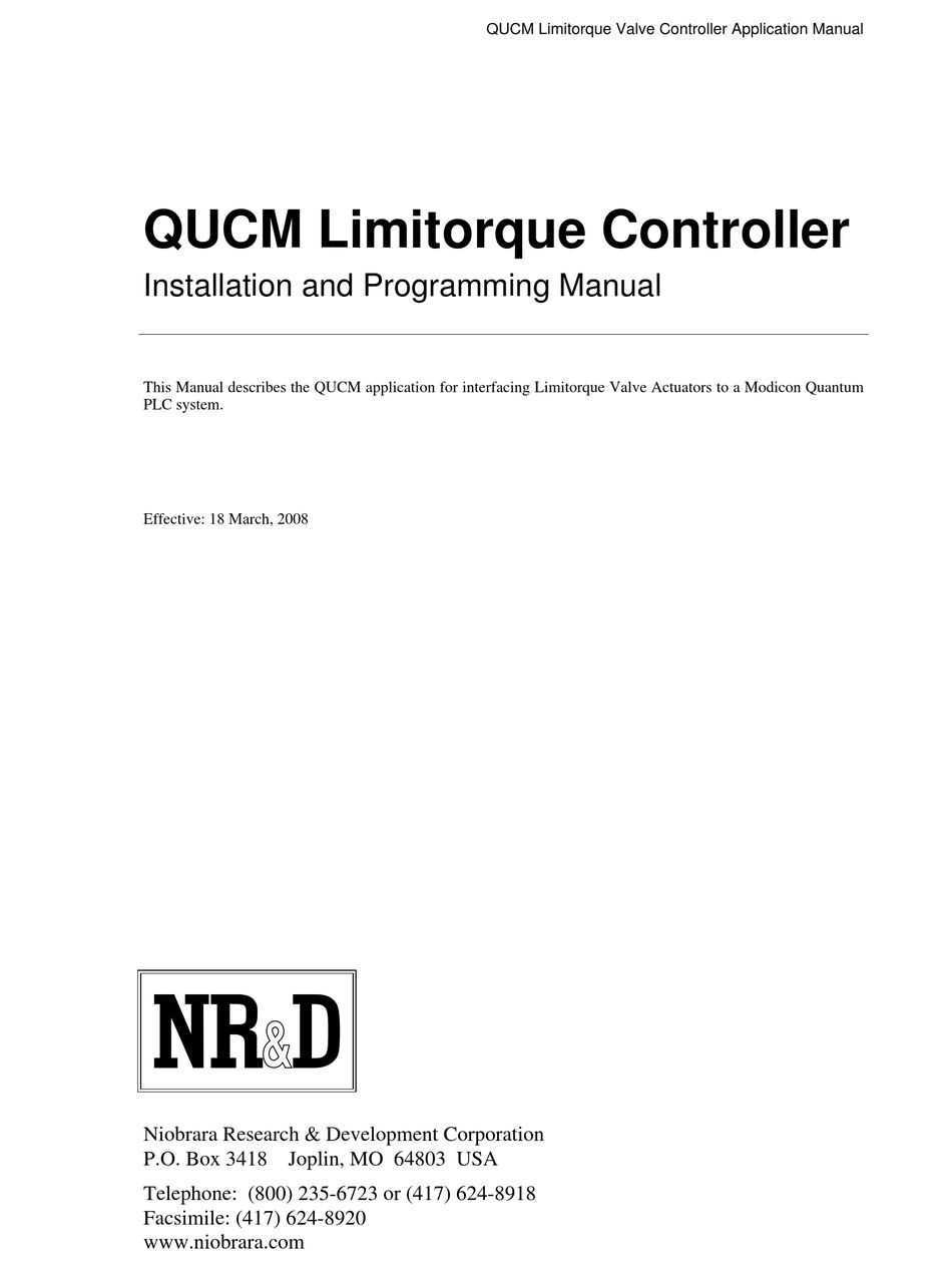NIOBRARA QUCM INSTALLATION AND PROGRAMMING MANUAL Pdf Download | ManualsLib