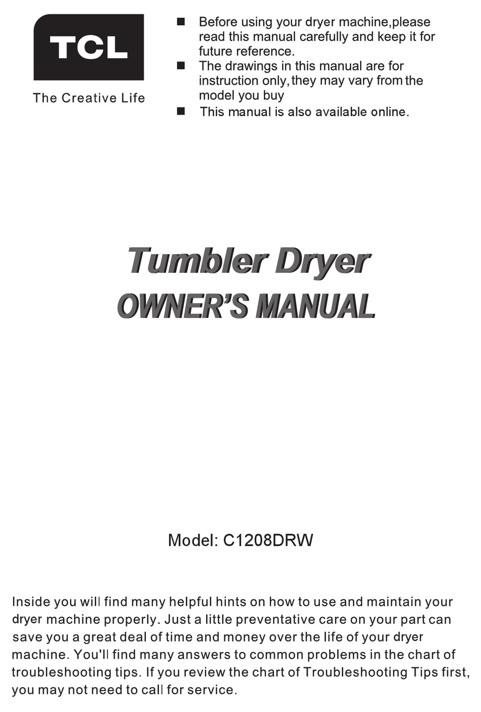 TCL C1208DRW OWNER'S MANUAL Pdf Download | ManualsLib