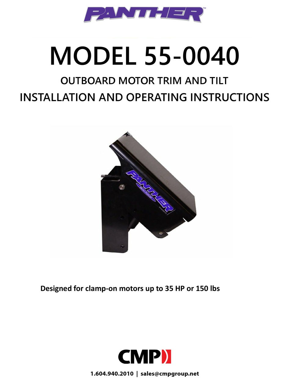 CMP PANTHER 55-0040 INSTALLATION AND OPERATING INSTRUCTIONS MANUAL Pdf ...