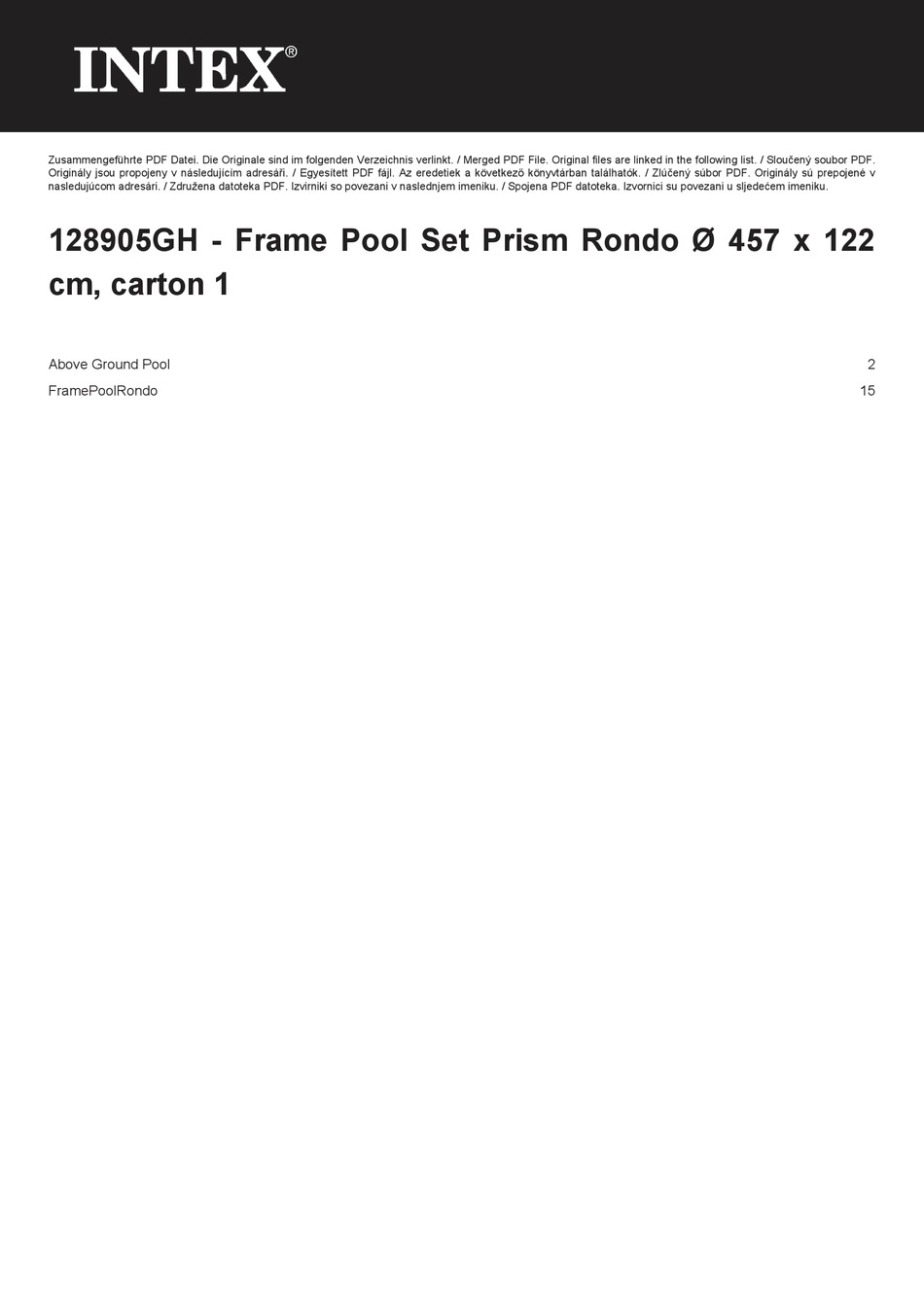 INTEX PRISM FRAME 128905GH OWNER'S MANUAL Pdf Download | ManualsLib
