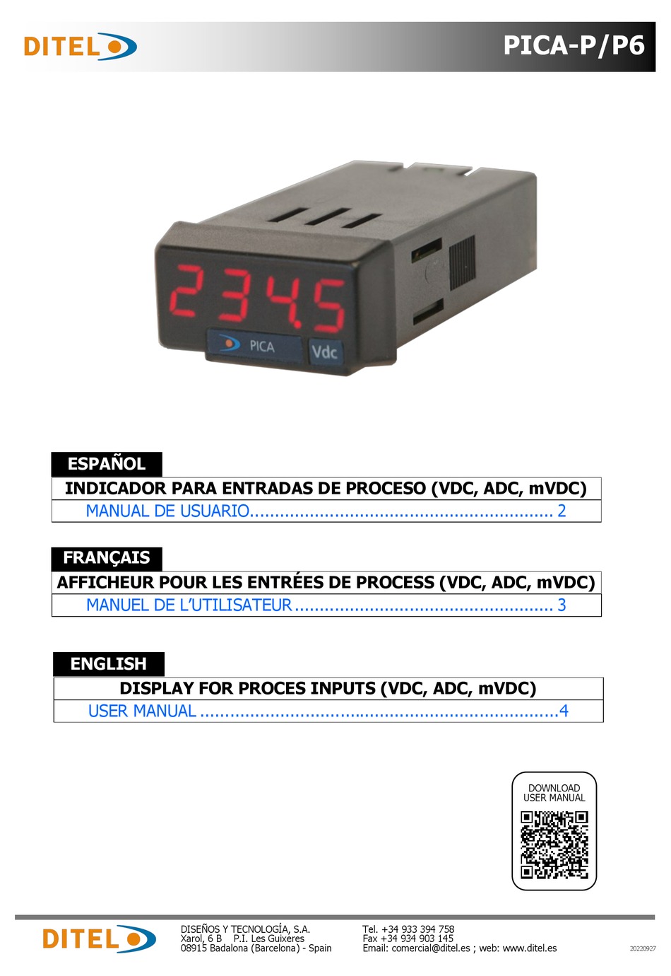 DITEL KOSMOS PICA-P USER MANUAL Pdf Download | ManualsLib