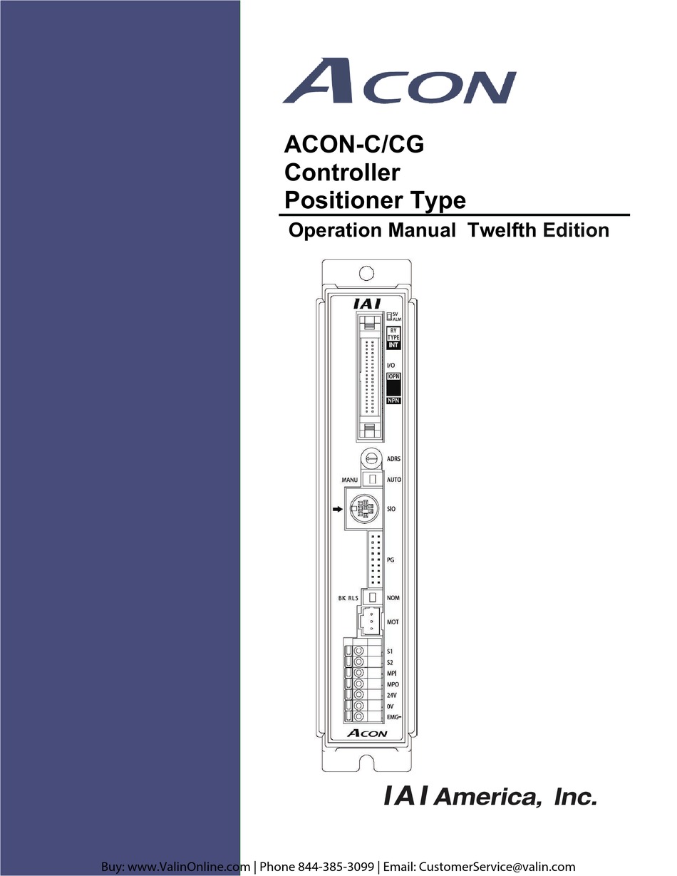 IAI ACON-C OPERATION MANUAL Pdf Download | ManualsLib