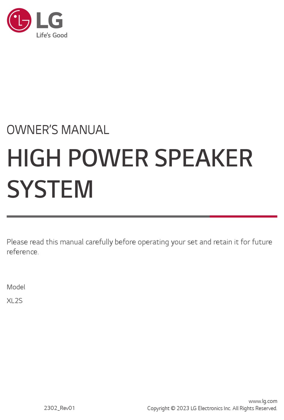 LG XL2S OWNER'S MANUAL Pdf Download | ManualsLib