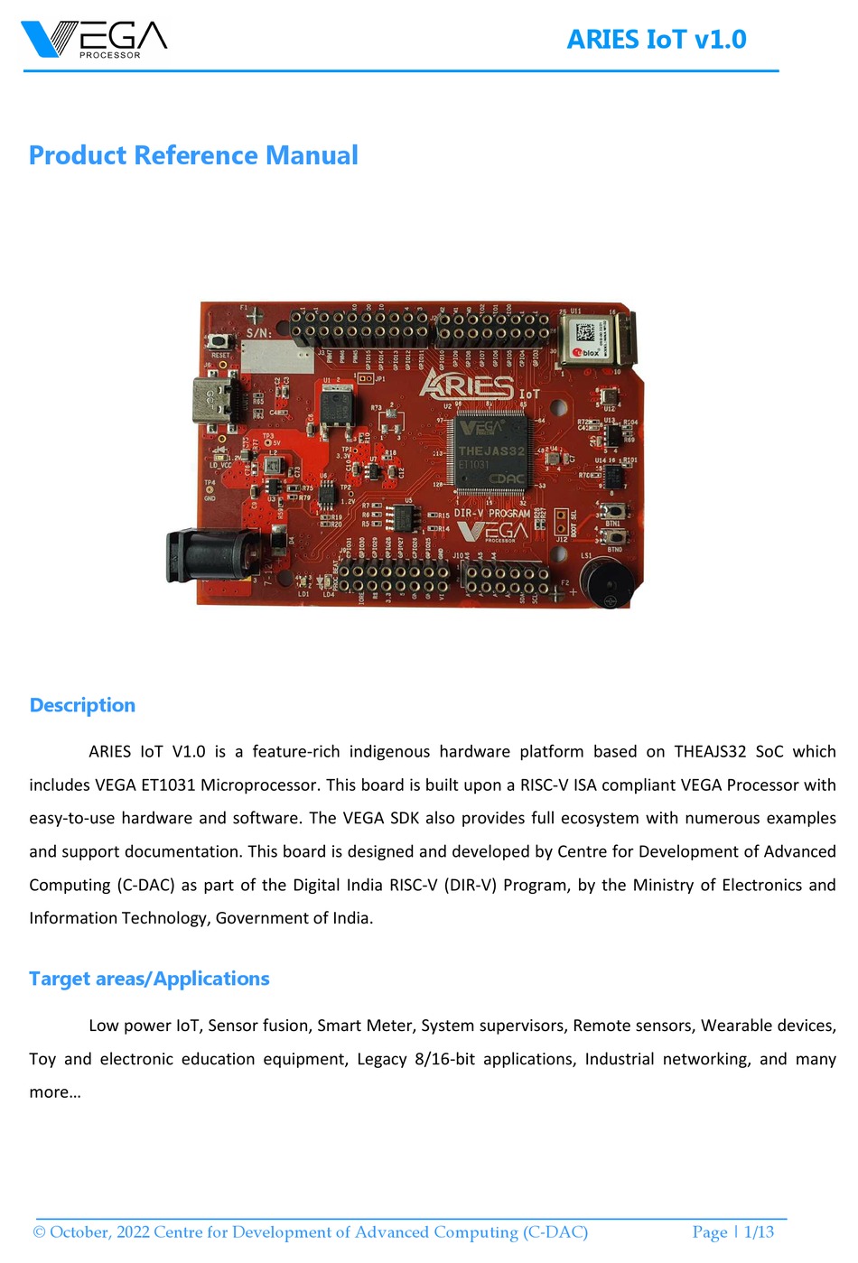 VEGA ARIES IOT PRODUCT REFERENCE MANUAL Pdf Download | ManualsLib