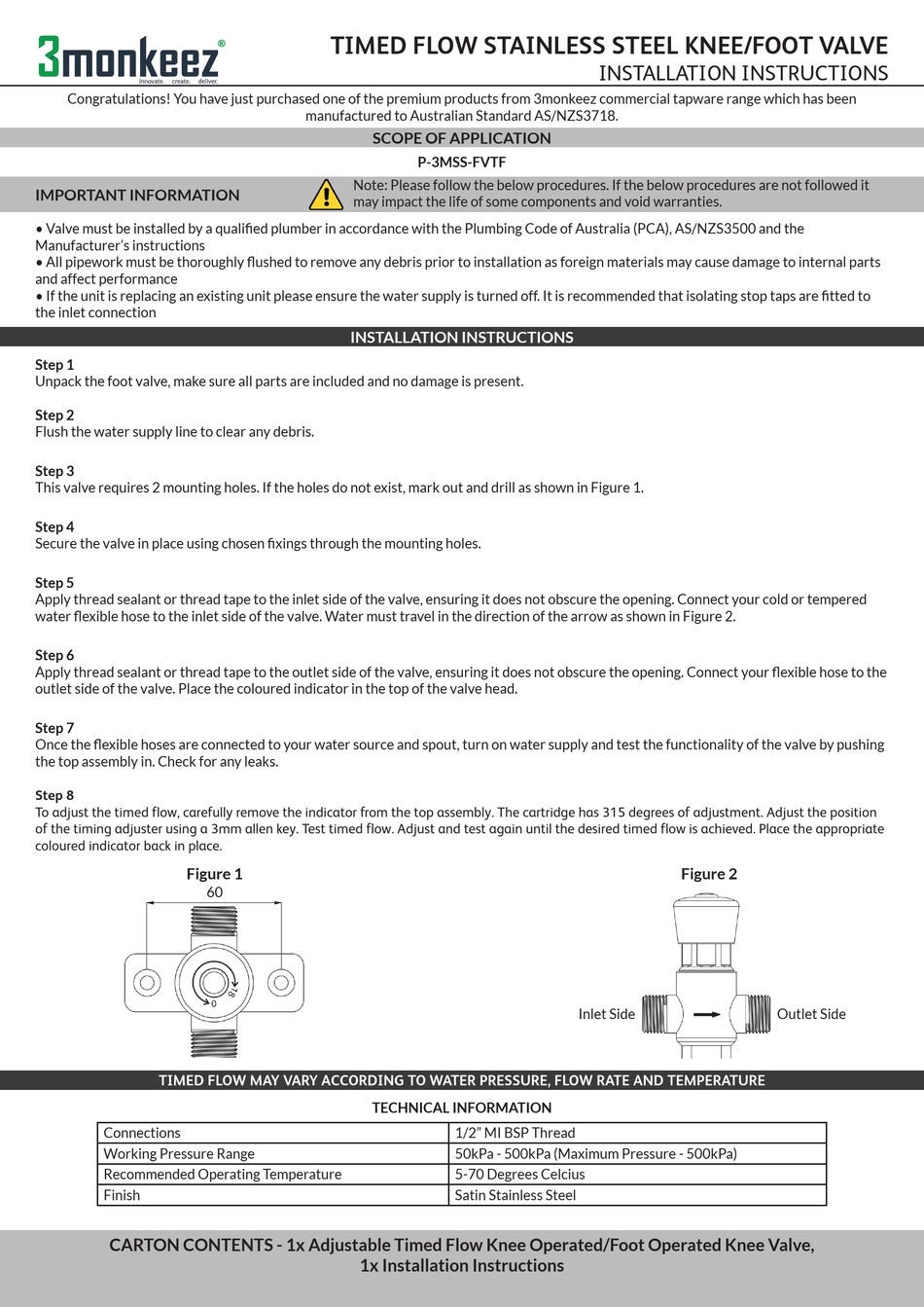 3MONKEEZ P-3MSS-FVTF INSTALLATION INSTRUCTIONS Pdf Download | ManualsLib