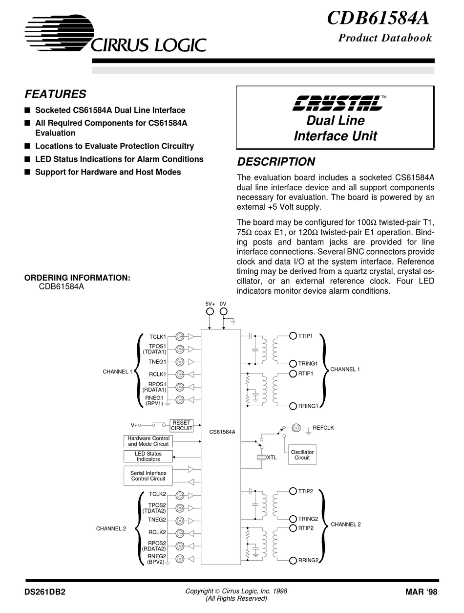 Cirrus Logic Cdb61584a Manual Pdf Download Manualslib