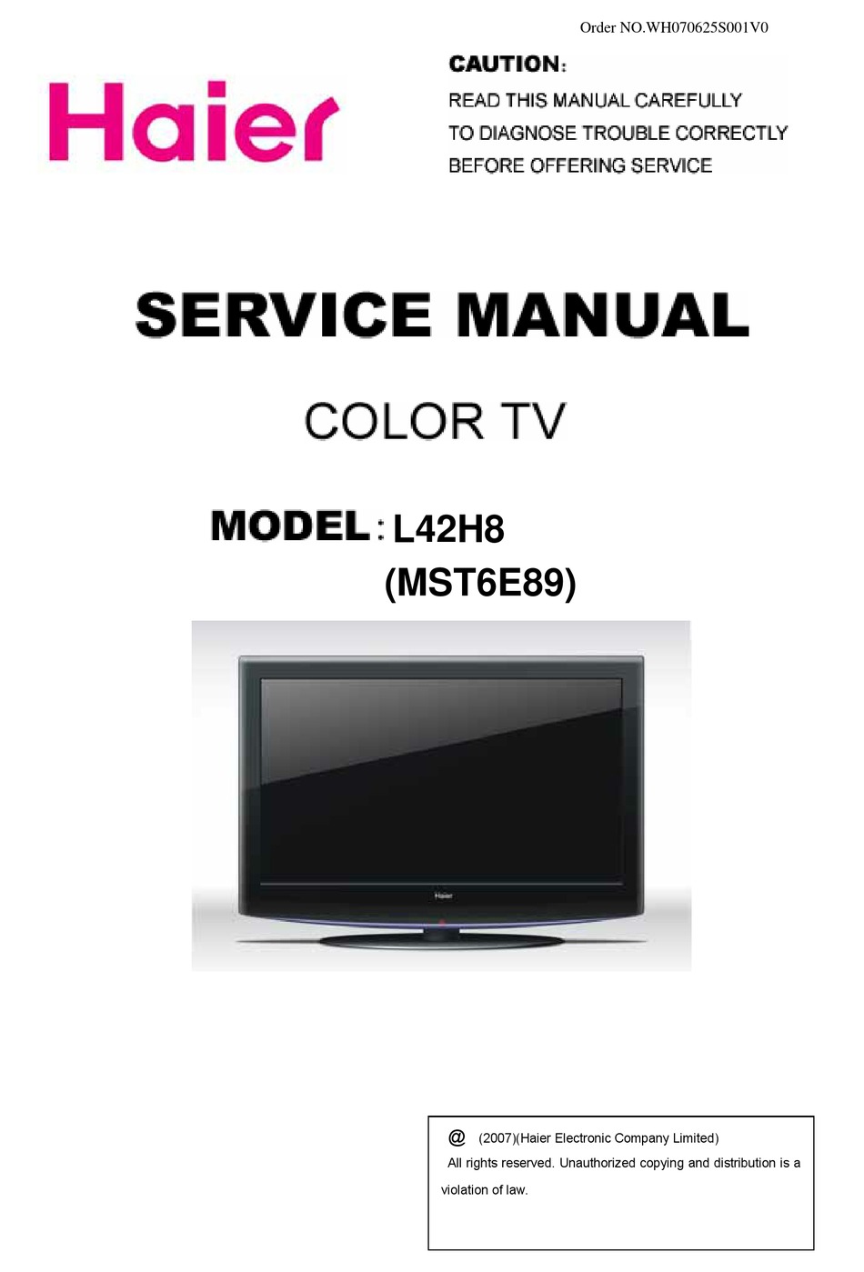 HAIER L42H8 SERVICE MANUAL Pdf Download | ManualsLib
