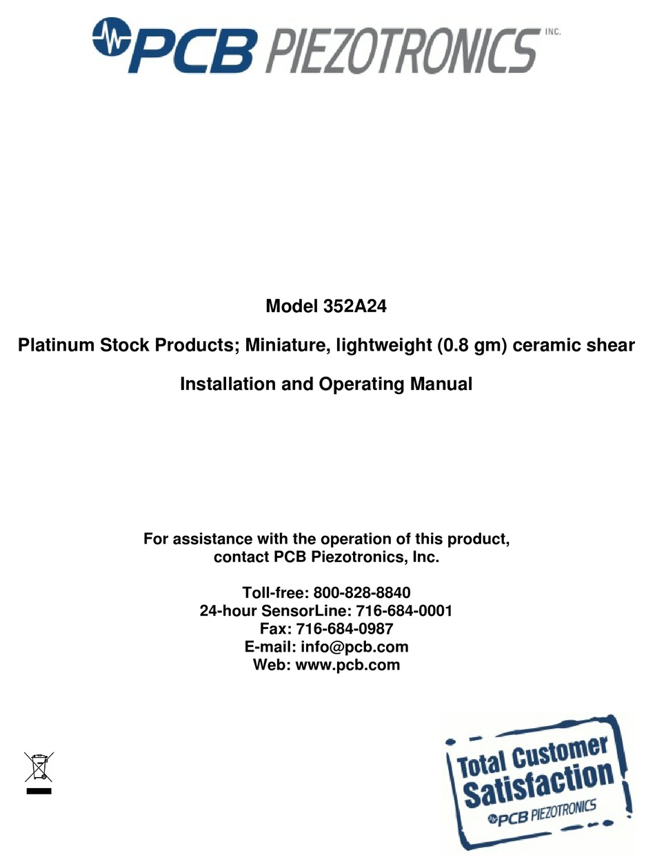 PCB PIEZOTRONICS ICP 352A24 INSTALLATION AND OPERATING MANUAL Pdf ...